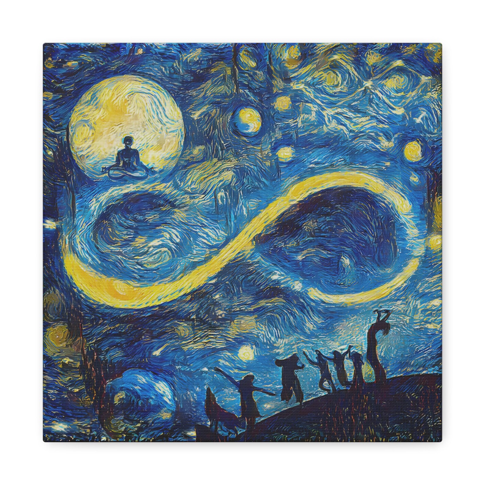 Infinity Moon Light Gathering, Starry Night Inspired Canvas Painting ...
