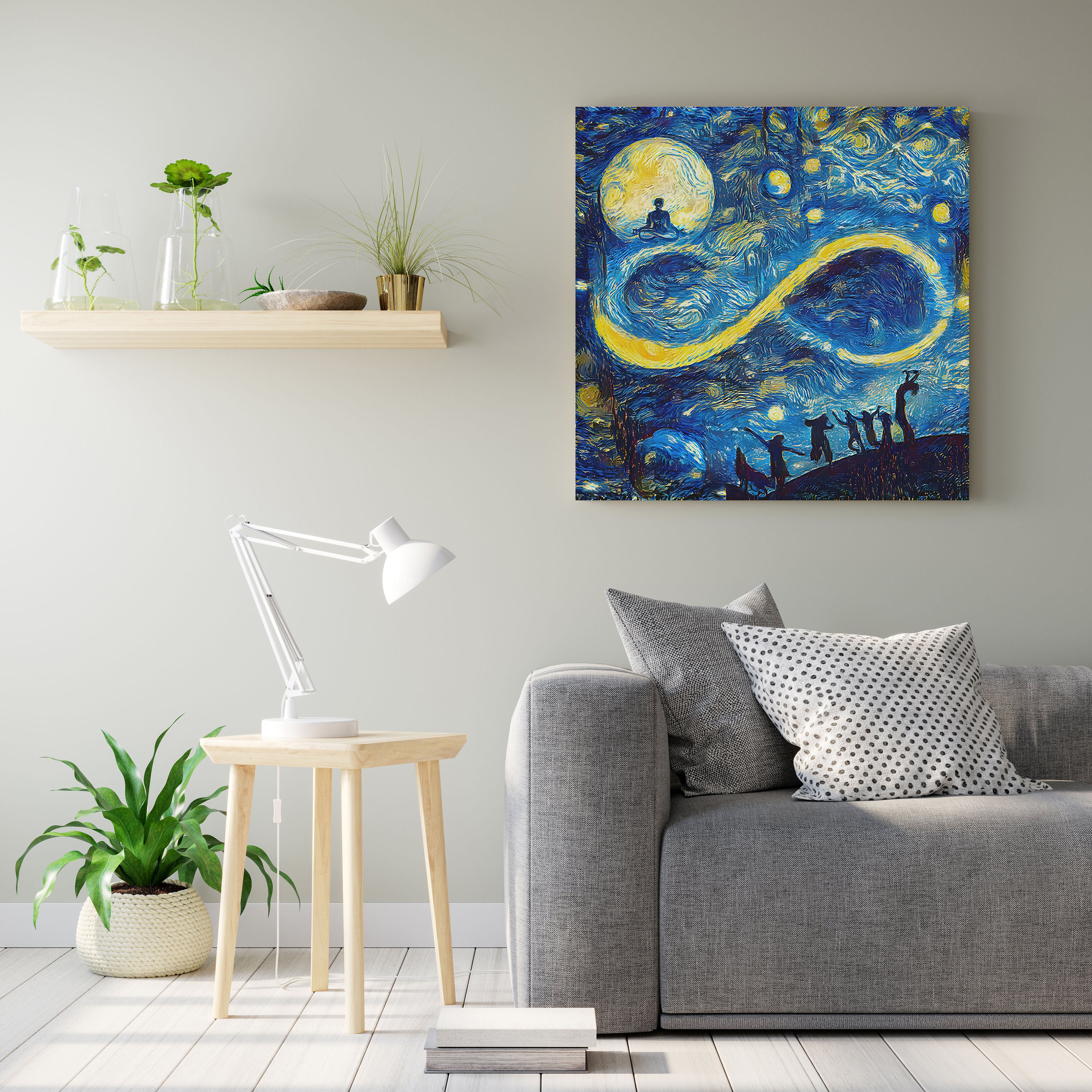 Infinity Moon Light Gathering Starry Night Inspired Canvas - Etsy