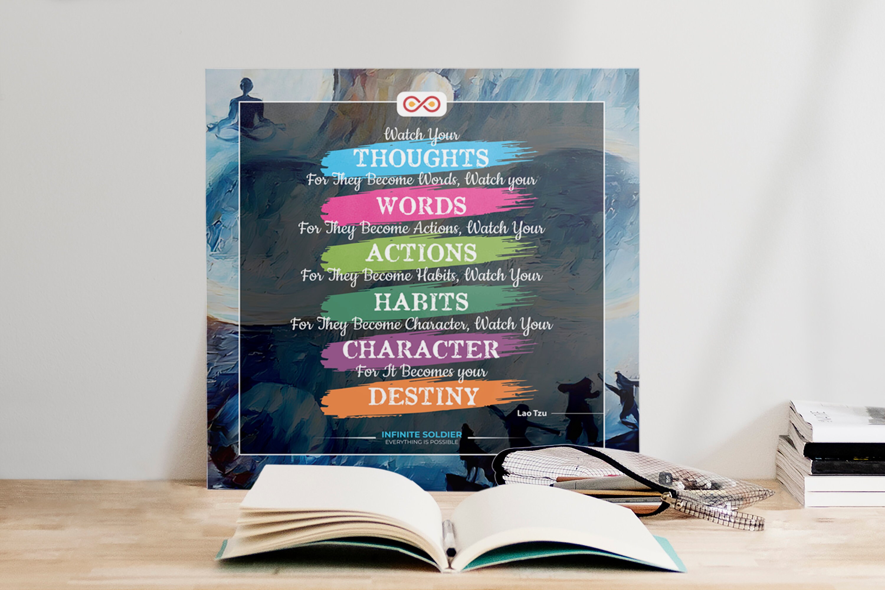 Mental Health Poster Watch Your Thoughts Motivational Square Canvas ...