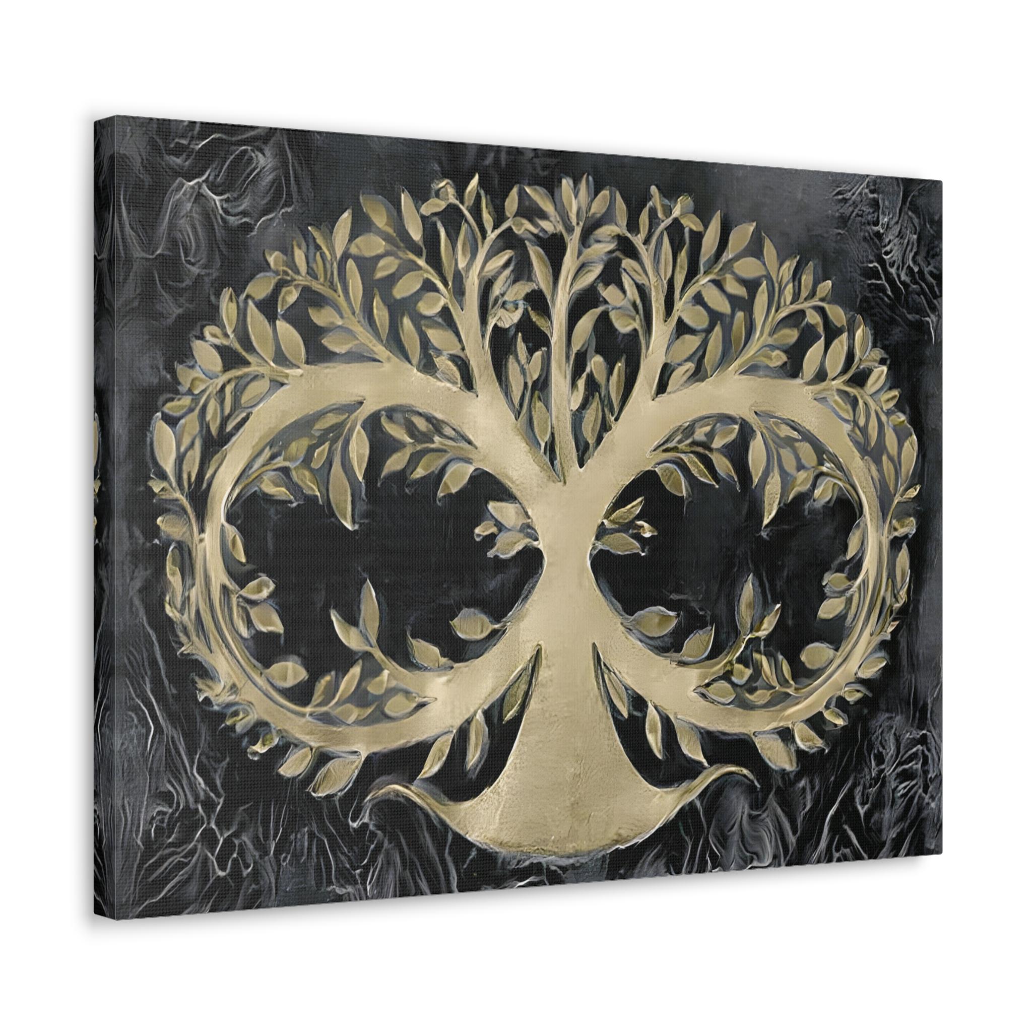 Infinity Tree of Life - Black Chrome Wall Art Wall Decor Canvas Art ...