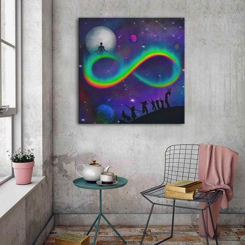 Infinity Moon Light Canvas Painting Meditation Canvas Art Print Moon ...