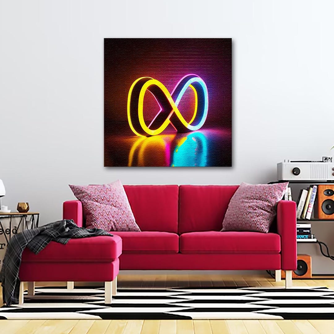 Neon Infinity’s Reflection – Futuristic Neon Infinity Symbol Canvas ...