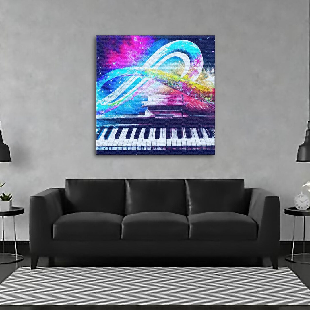 Blue Infinity Piano Mounted Canvas Wall Art - Etsy