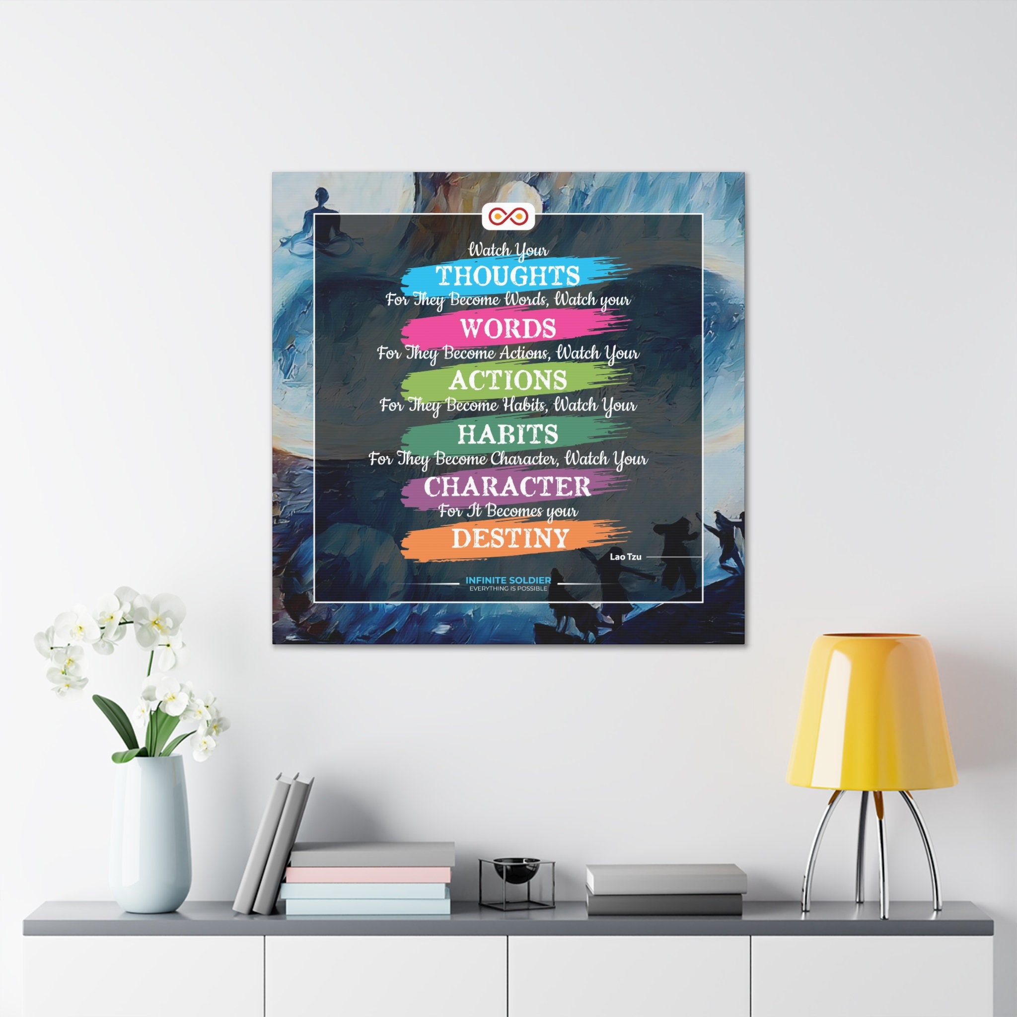 Mental Health Poster Watch Your Thoughts Motivational Square Canvas ...