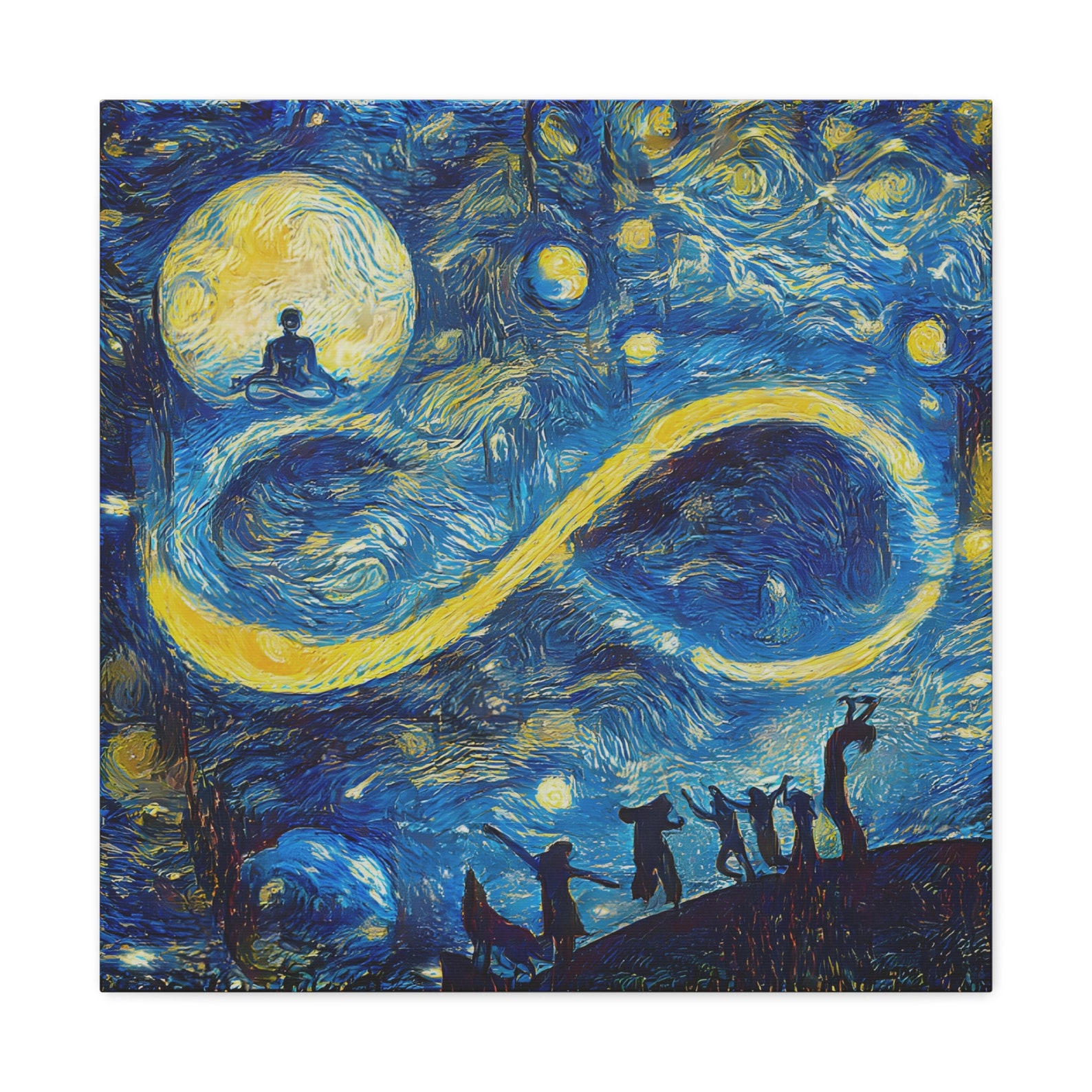 Infinity Moon Light Gathering, Starry Night Inspired Canvas Painting ...