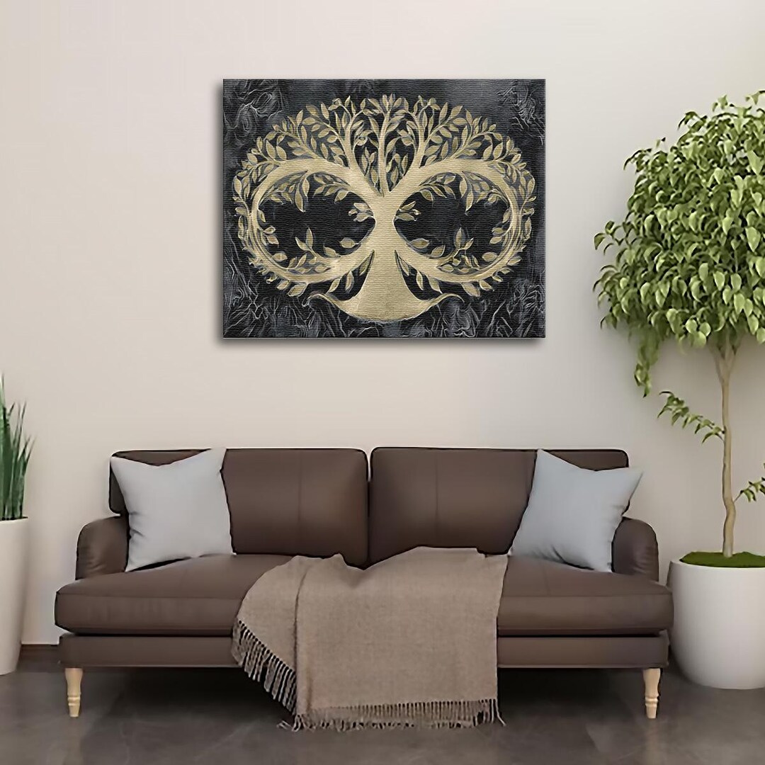 Infinity Tree of Life - Black Chrome Wall Art Wall Decor Canvas Art ...