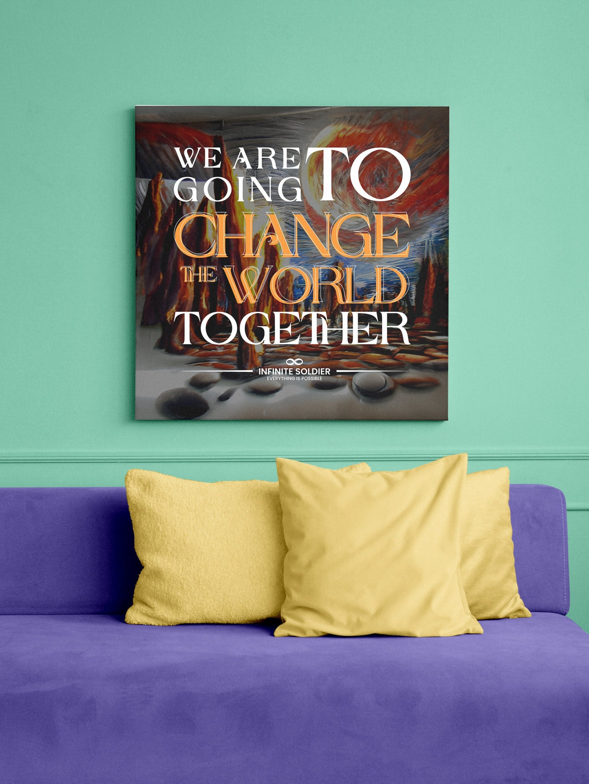 Change the World Motivational Canvas Poster Inspirational Poster Art ...