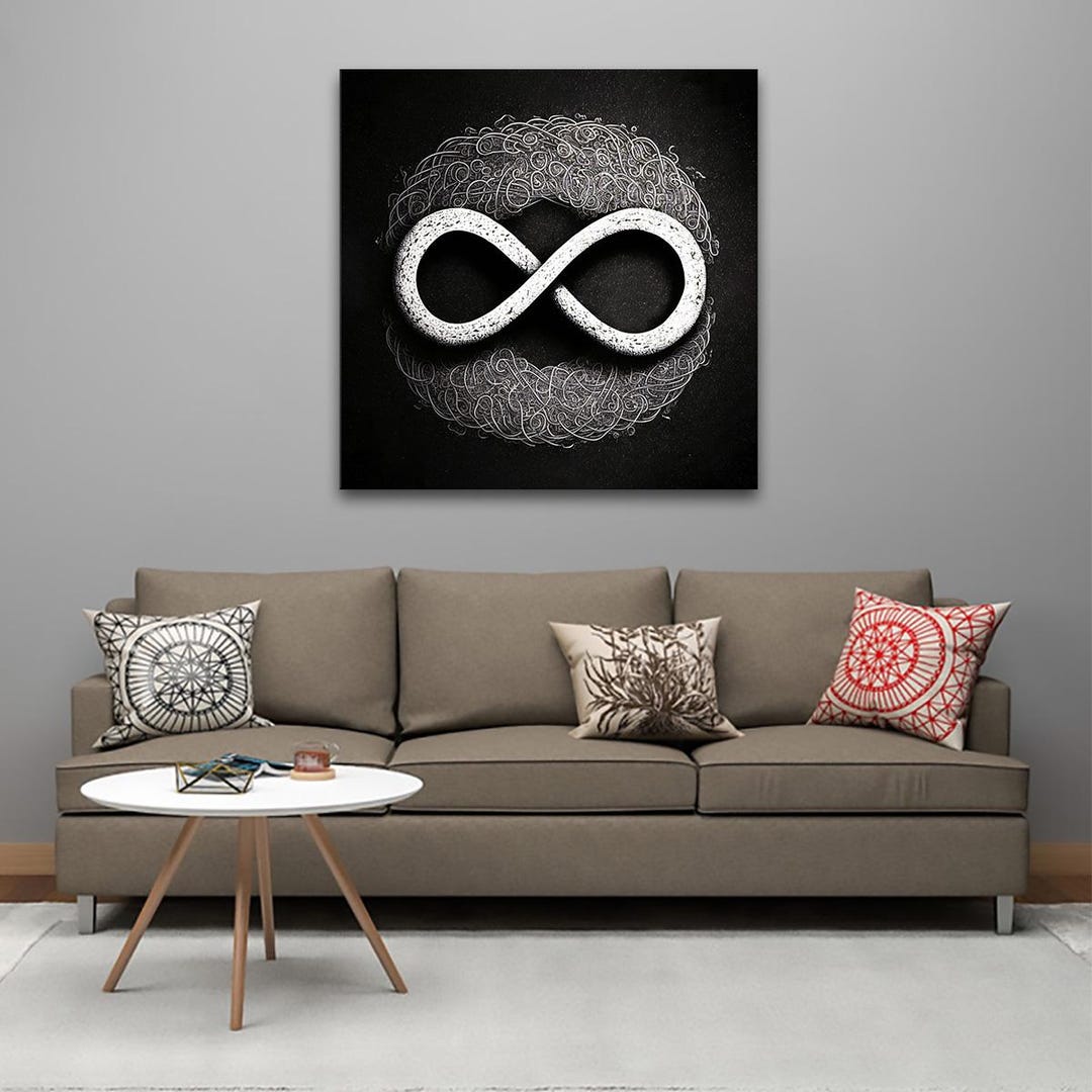 Minimalist Infinity Art - Black & White Inspirational Canvas, Timeless ...