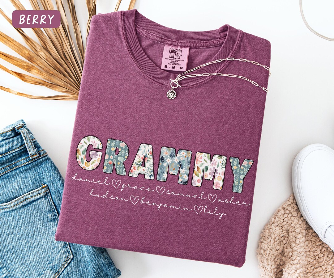 Personalized Floral Grammy Shirt Comfort Colors, Custom Grammy T-shirt ...