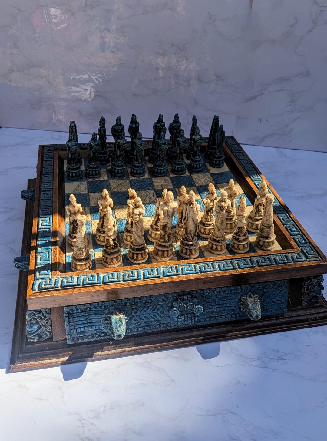 Vintage 16.5" Aztec Mayan & Conquistadors Chess Set - Etsy