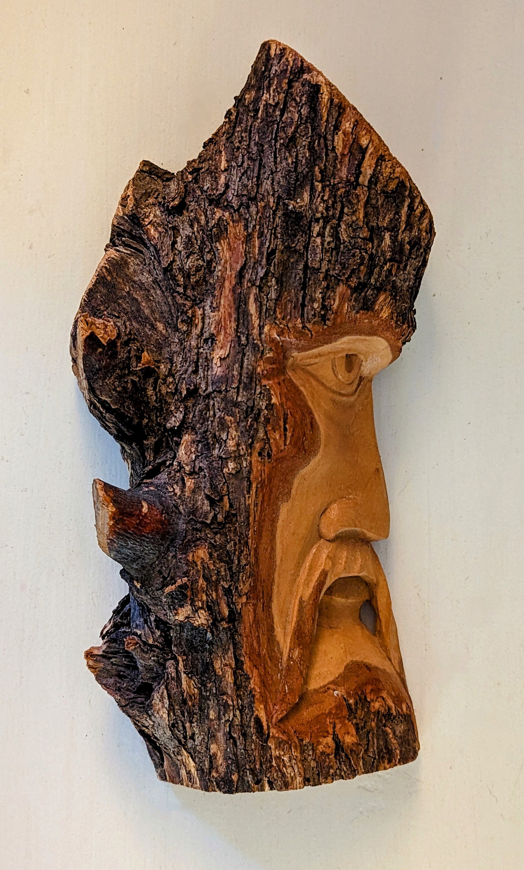 Set of Two Hand Carved Mid Century Wood Tree Spirit Face. - Etsy