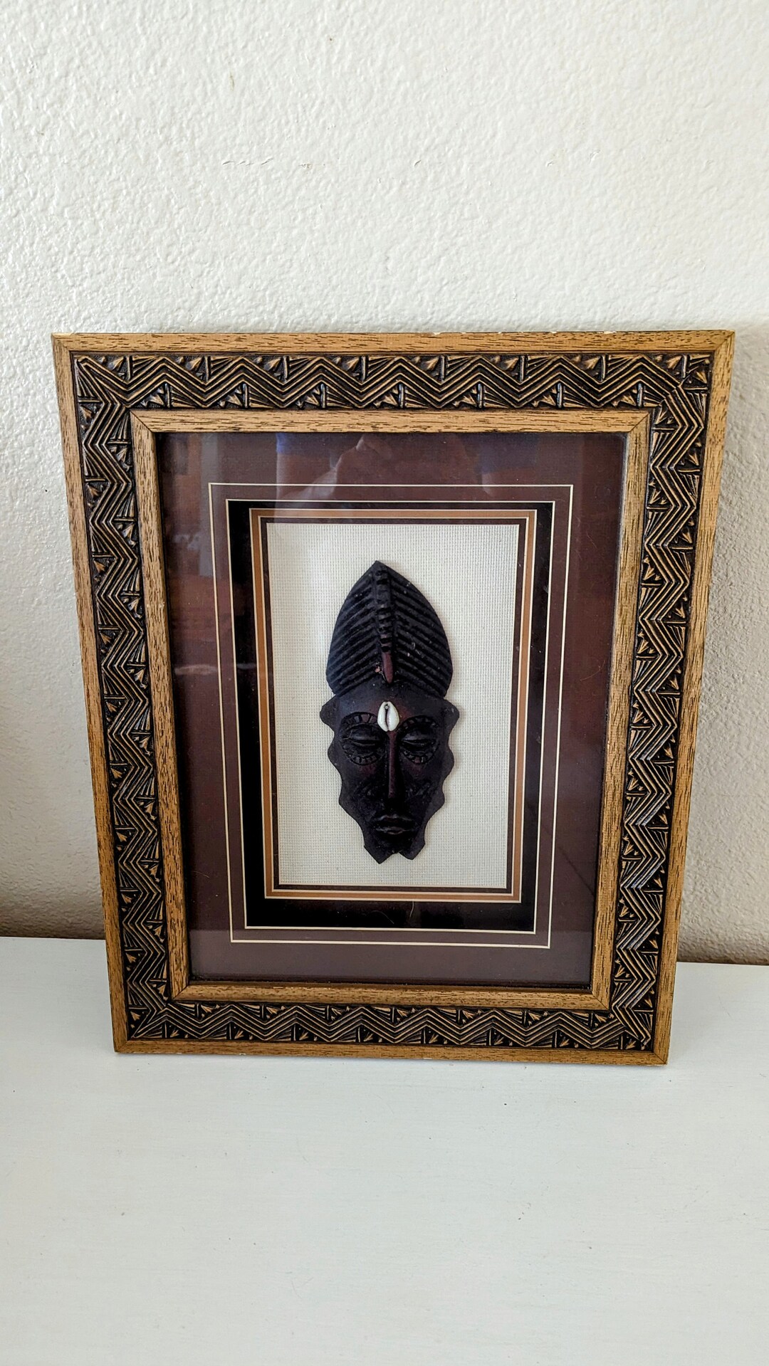 Vintage South African Ebony Wood Handcrafted Mask Boocoo Designs Framed ...