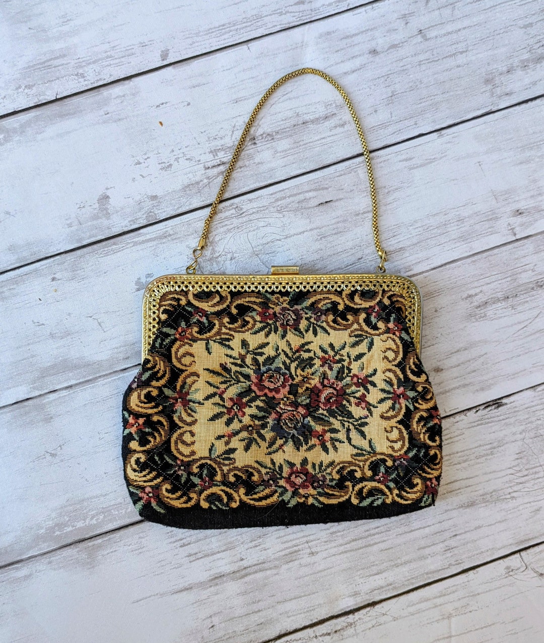 Vintage Floral Tapestry Purse Handbag - Etsy