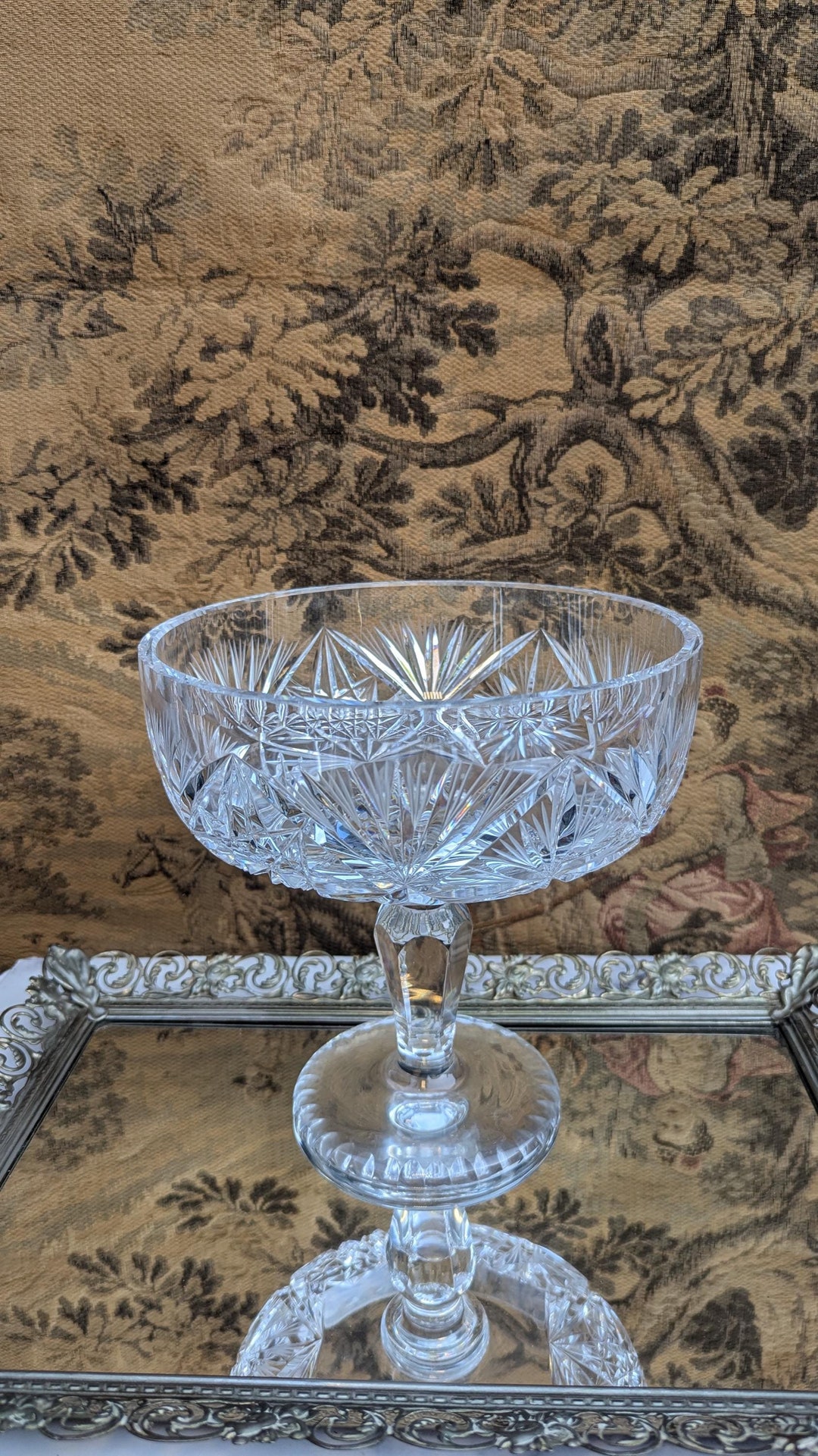 Vintage Cut Crystal Footed Compote Bowl - Etsy