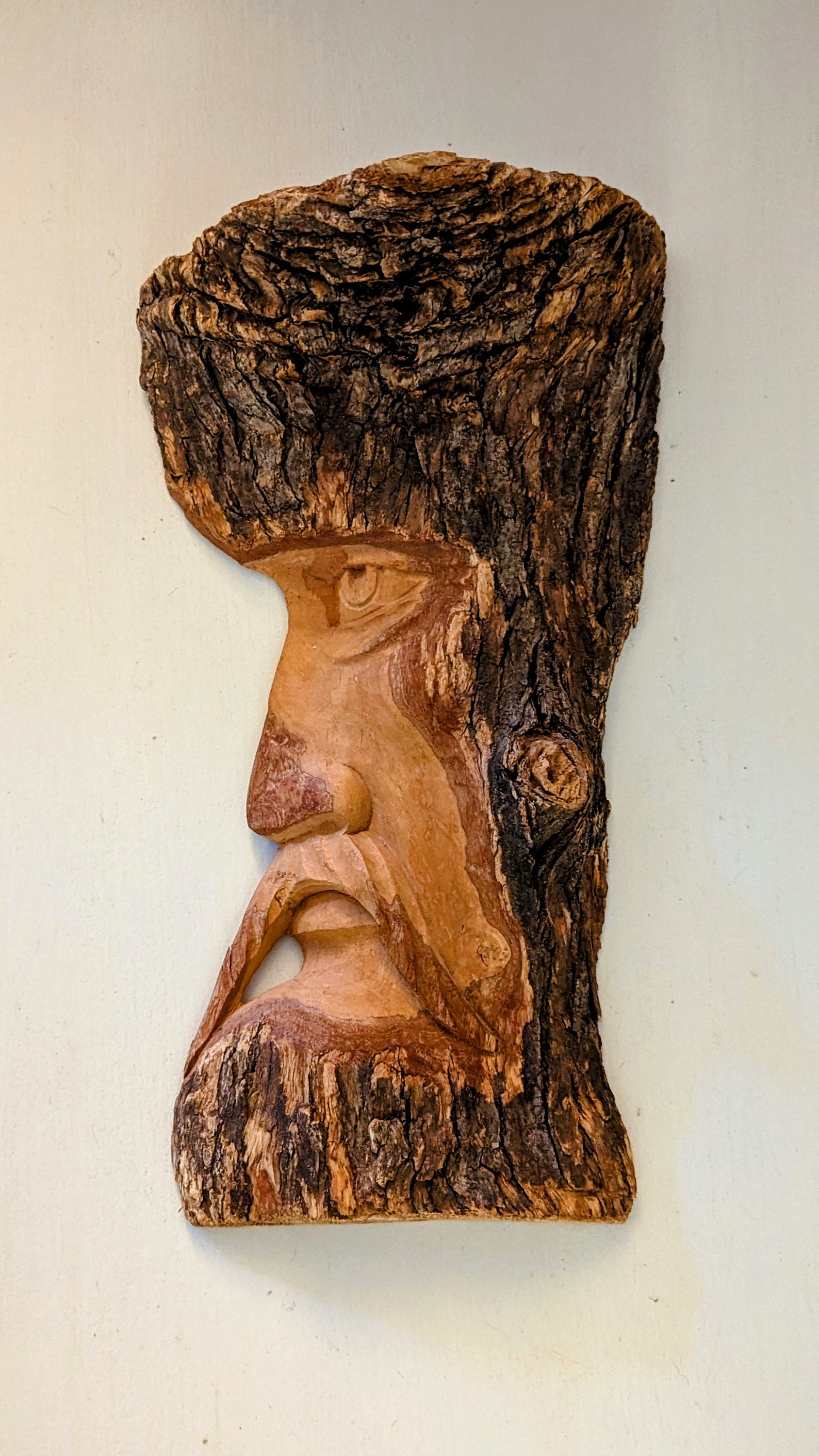 Set of Two Hand Carved Mid Century Wood Tree Spirit Face. - Etsy
