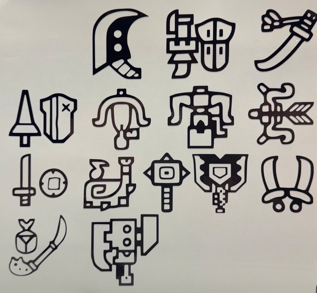 Monster Hunter Weapon Stickers/decals, Gamer Gift, Birthday Gift, Gamer ...