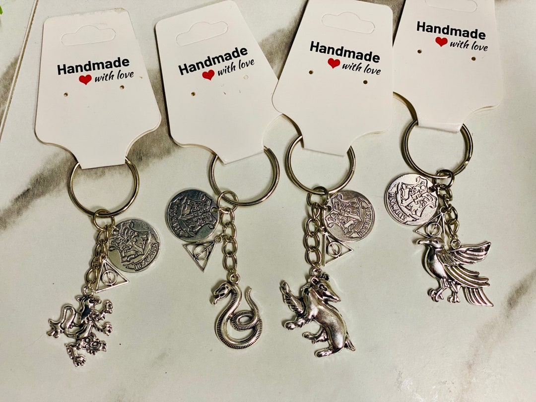 HP Inspired Keychains - Hogwarts House Crest Charms - Gift for Friends ...
