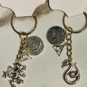 HP Inspired Keychains - Hogwarts House Crest Charms - Gift for Friends ...