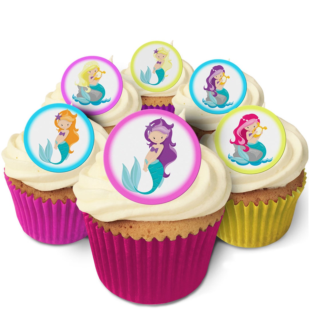 24 Mermaids Cake Toppers- Edible, Pre Cut & Made in the UK - Etsy