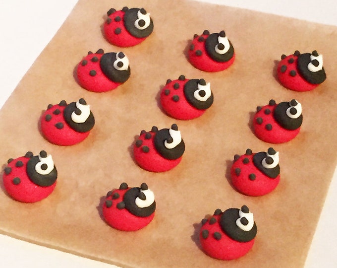 24 Royal Icing Ladybugs for Cake Decoration Cupcake Topper Birthday ...