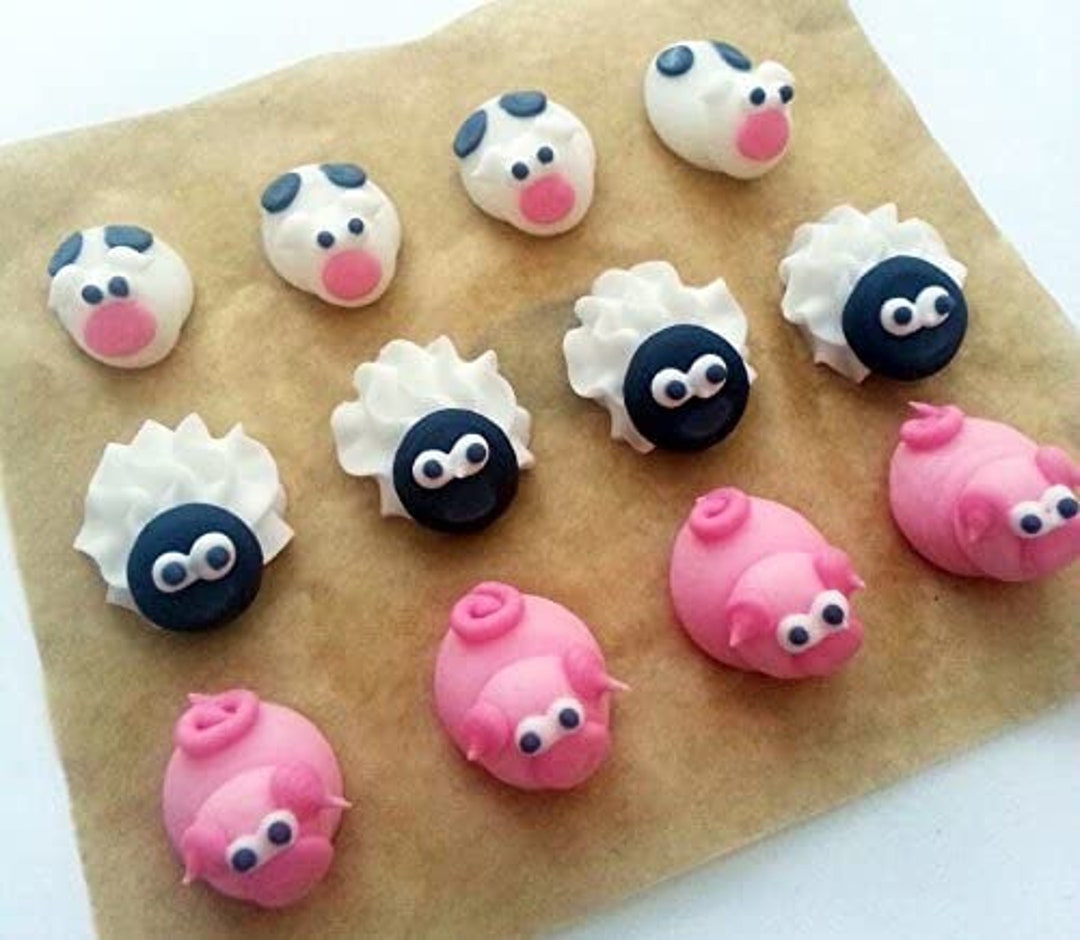 Edible Sugar Farm Animals- 4 Cows, 4 Sheep, 4 Pigs. Fabulous & Handmade ...