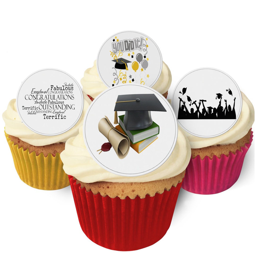 24 Graduation Toppers- Edible, Pre Cut & Made in the UK - Etsy