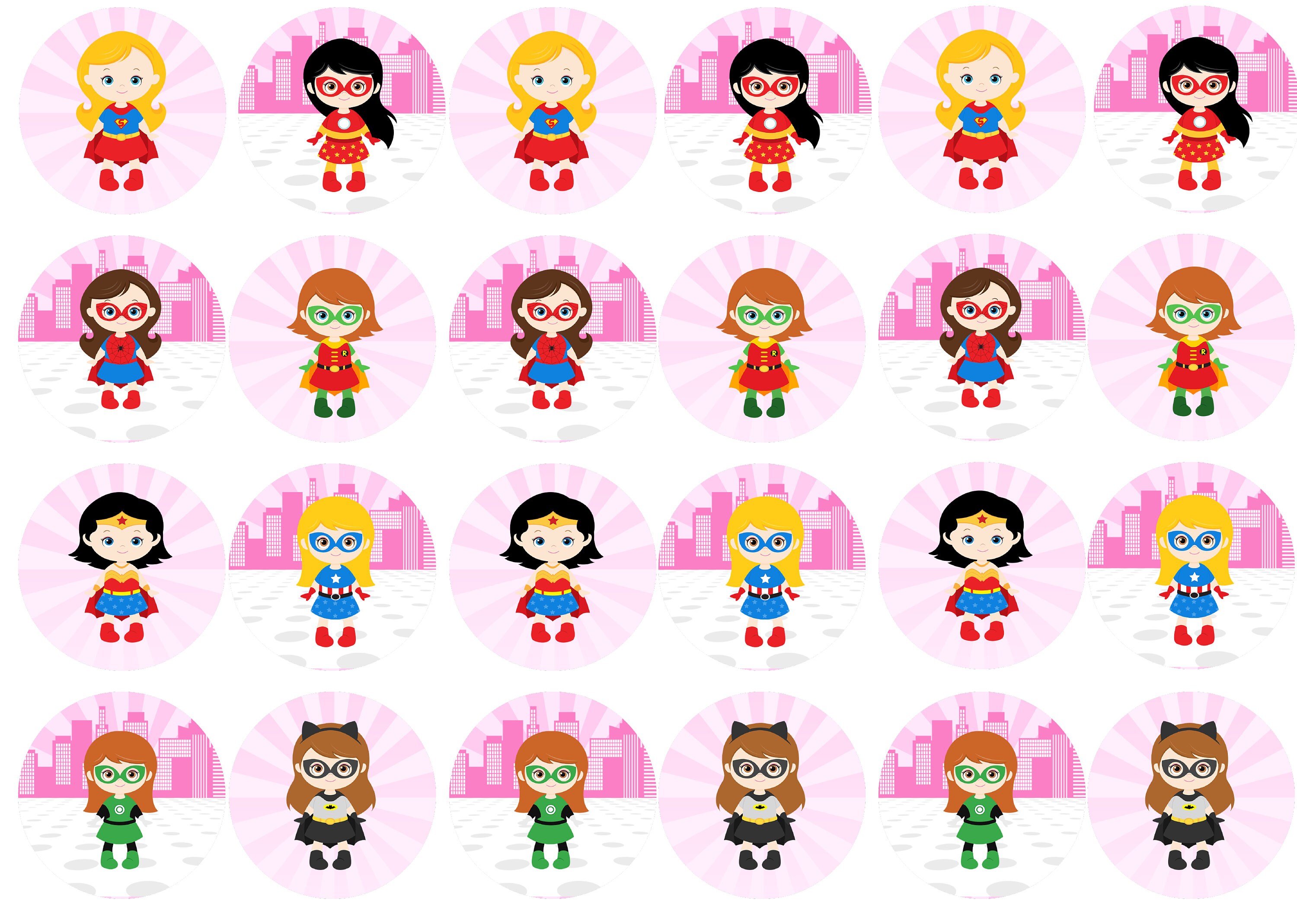 24 Superhero Girls Cake Toppers Edible Pre Cut & Made in the - Etsy UK