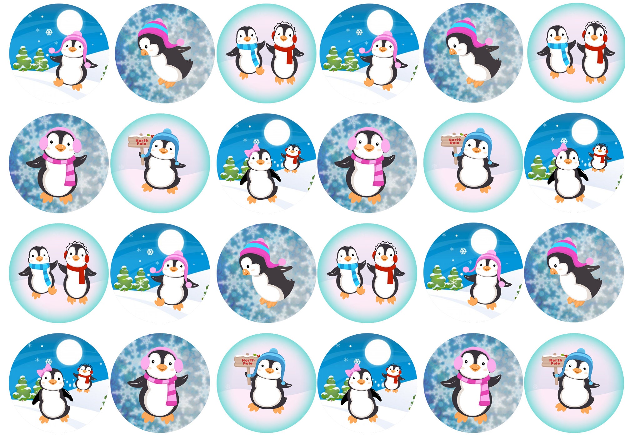 24 Penguin Cake Toppers Edible Pre Cut & Made in the UK | Etsy