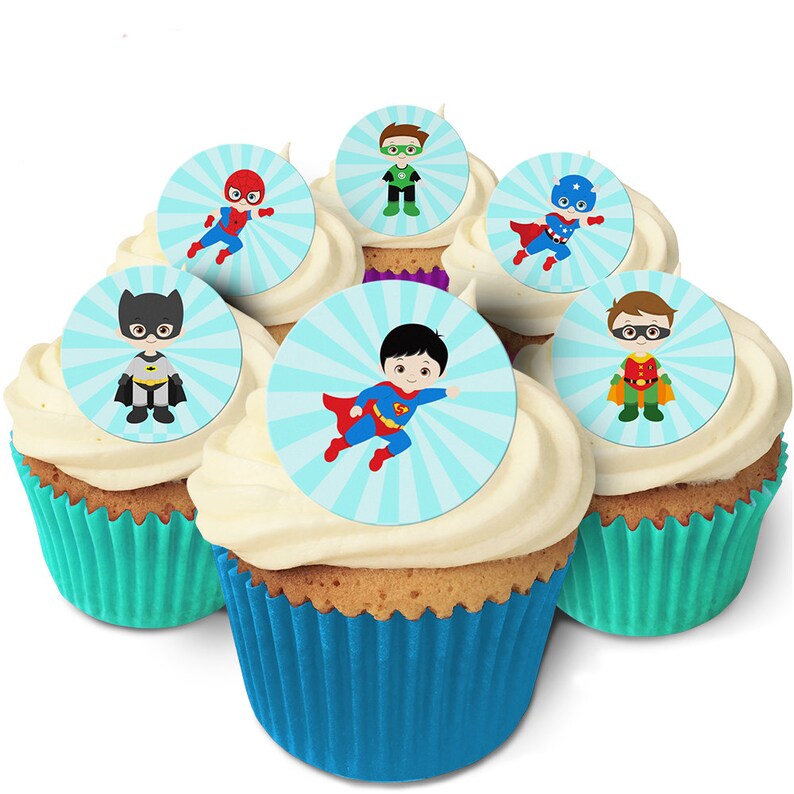 24 Superhero Boys Cake Toppers- Edible, Pre Cut & Made in the UK - Etsy ...