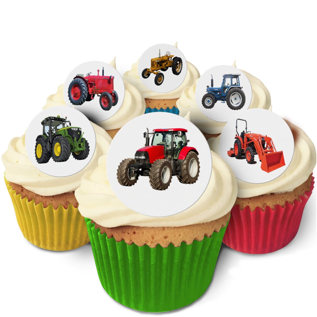 24 Tractor Cake Toppers- Edible, Pre Cut & Made in the UK - Etsy
