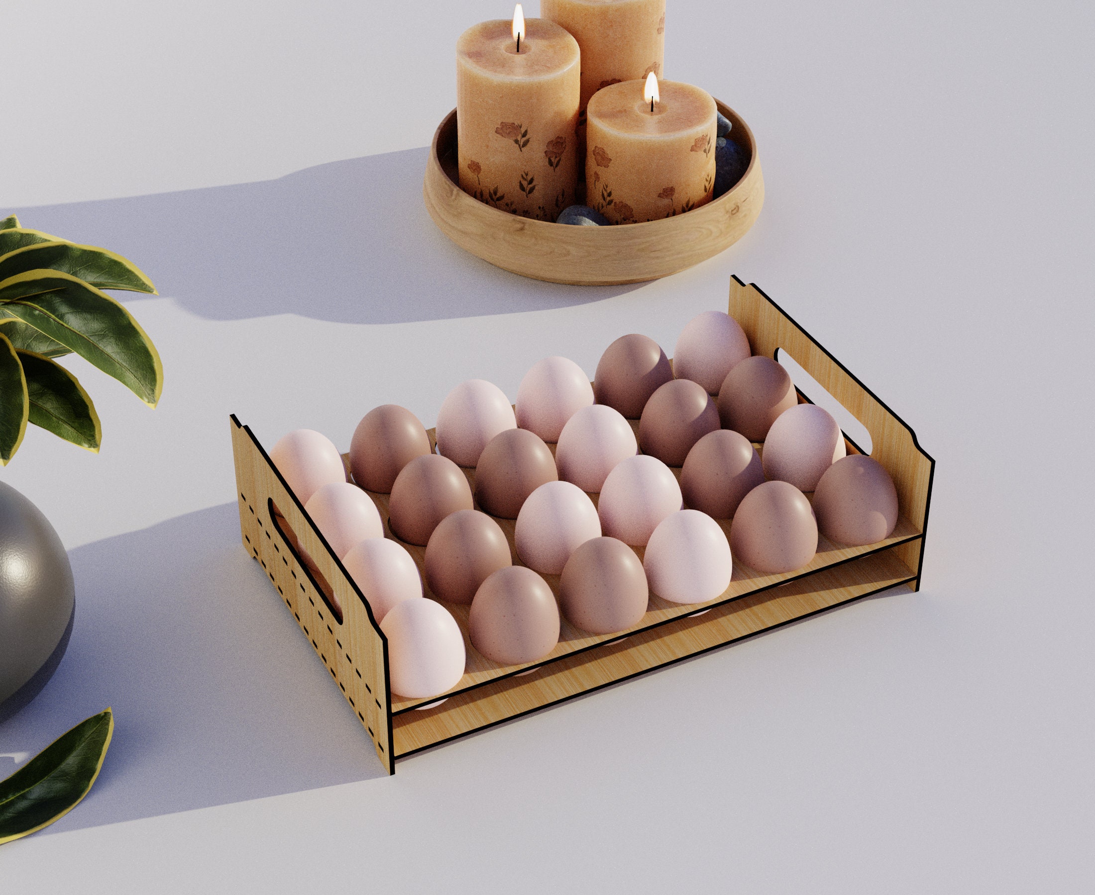 Egg Holder V2 24 Eggs Laser Cut Files CNC Files for Wood svg, Dxf, Pdf ...