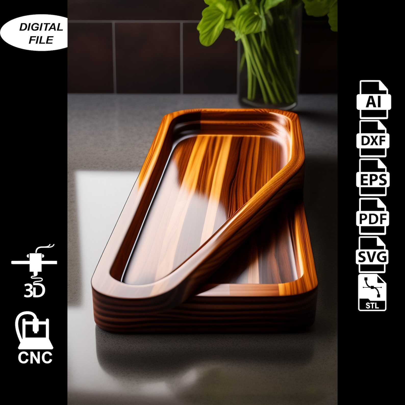 Serving Trays With Pocket CNC Files for Wood (svg, Dxf, Pdf, Eps, Ai ...