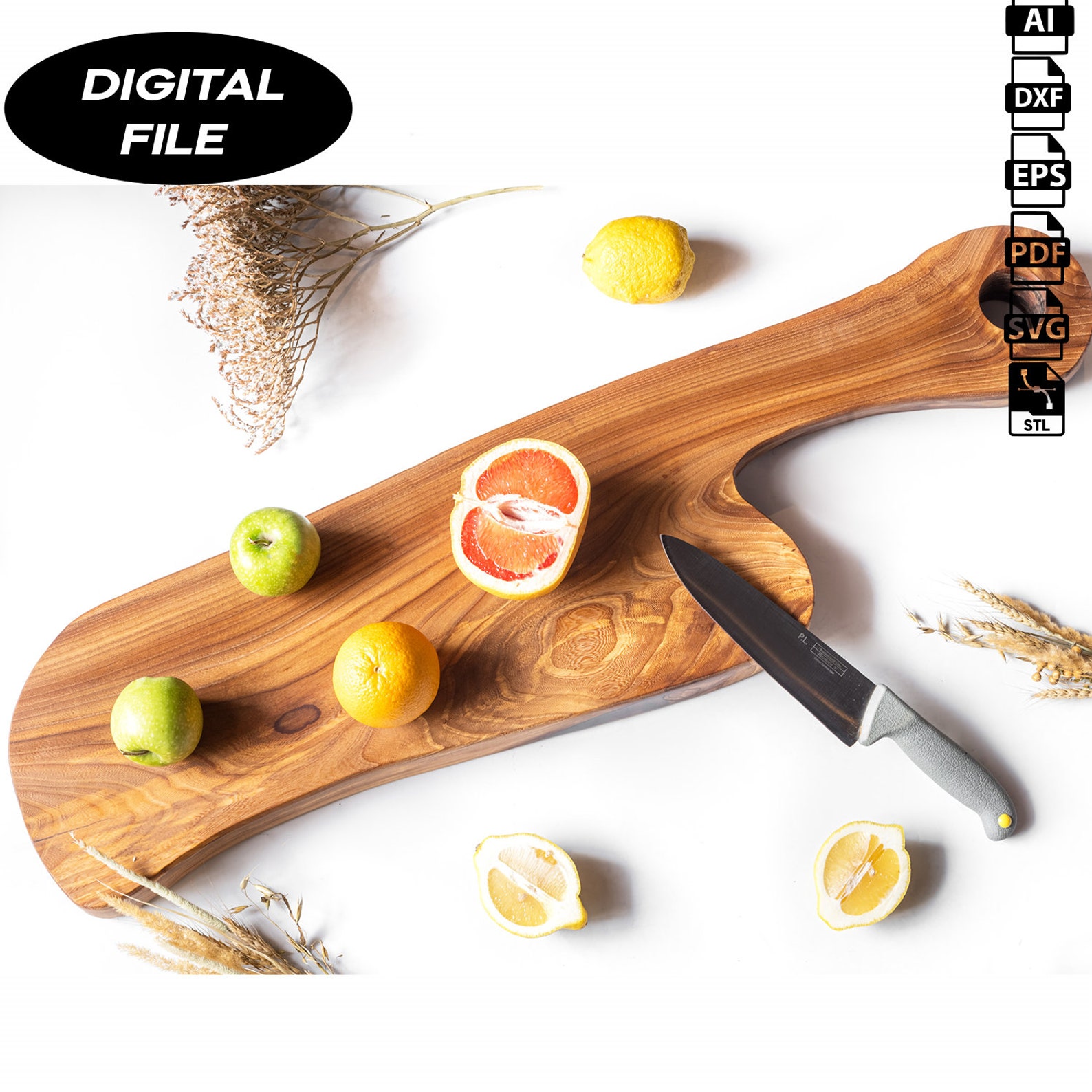 Cutting Board CNC Files for Wood svg, Dxf, Pdf, Eps, Ai, Stl - Etsy Israel