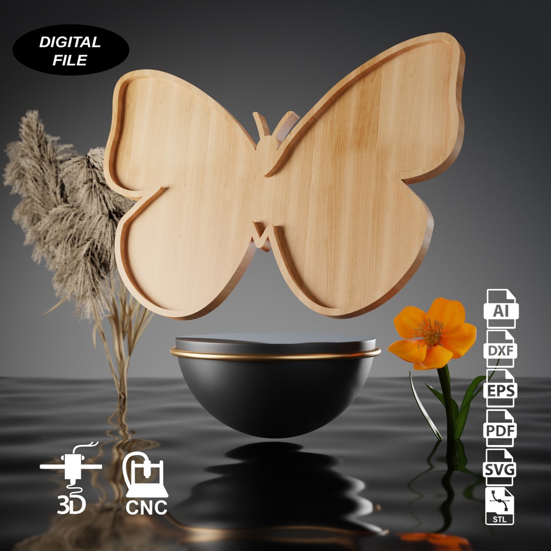 Butterfly Cutting Board Serving Tray CNC Files Serving Tray for Wood ...