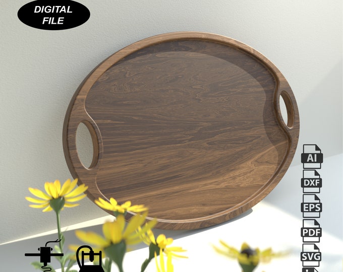 Pizza Serving Tray CNC Files for Wood (svg, Dxf, Pdf, Eps, Ai, Stl ...