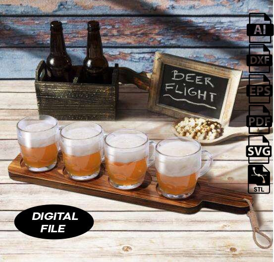 Beer Servig Plate CNC Files for Wood (svg, Dxf, Pdf, Eps, Ai, Stl) - Etsy