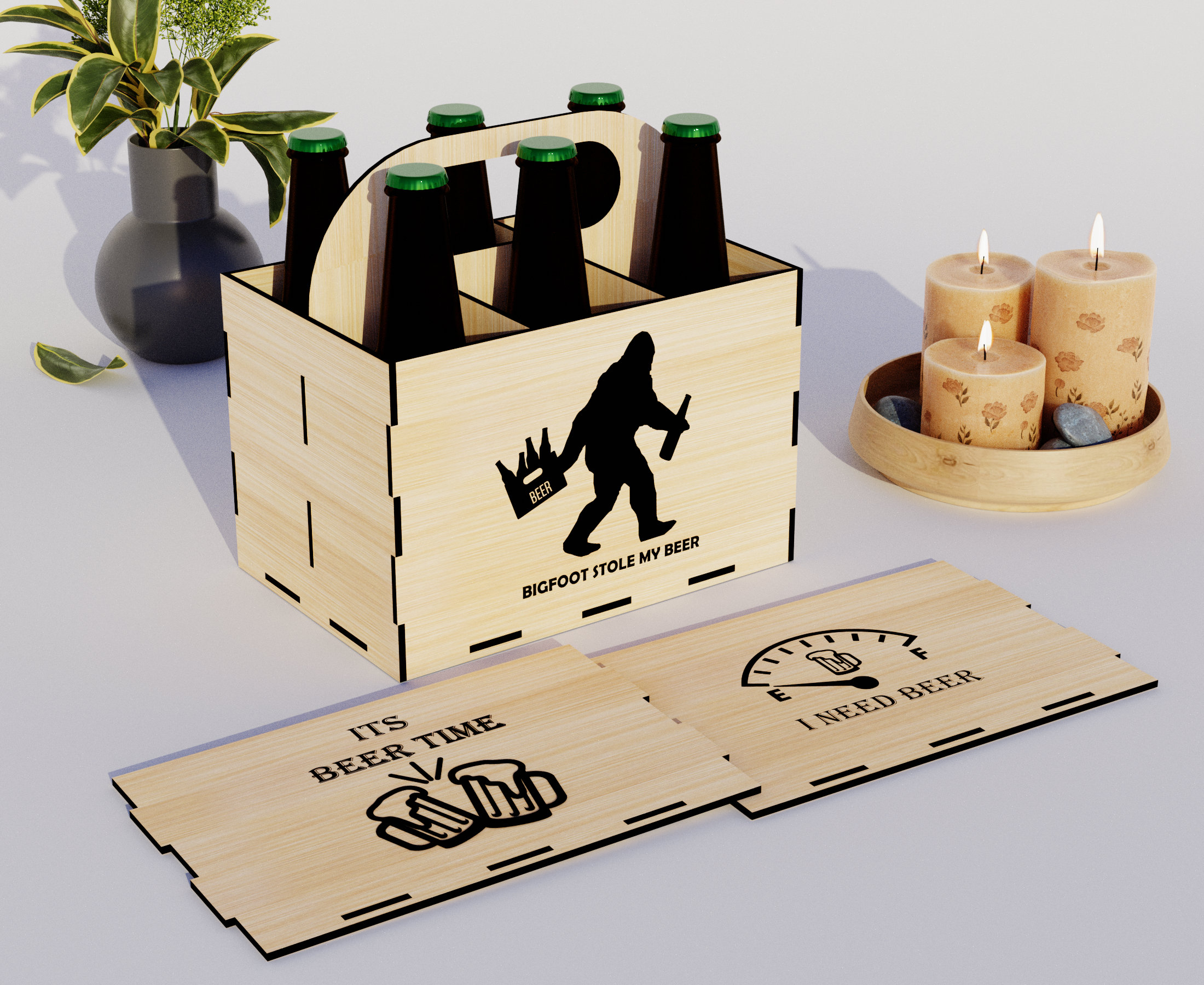 Beer Holder - Laser Cut Files - CNC Files for Wood (svg, Dxf, Pdf, Eps ...