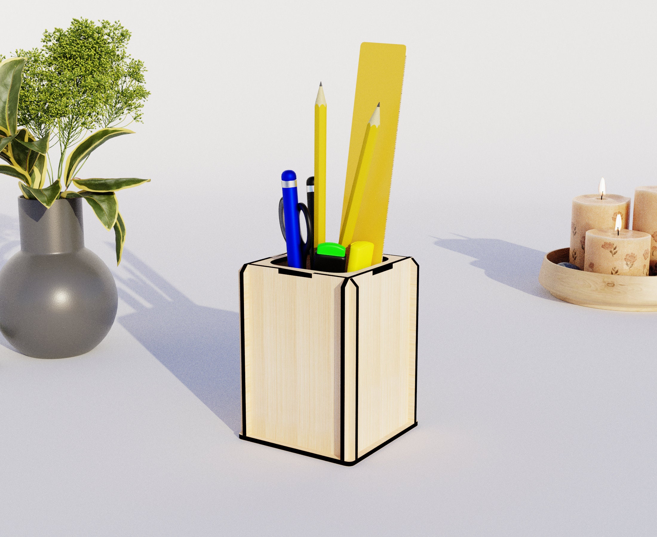 Desk Organizer V2 Laser Cut Files CNC Files for Wood svg, Dxf, Pdf, Eps ...