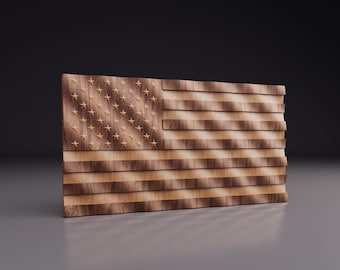 USA Wavy Flag CNC Files for Wood, 3D STL Model - Etsy
