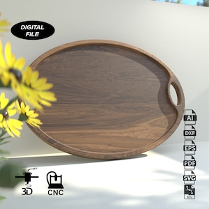 Oval Serving Tray CNC Files for Wood (svg, Dxf, Pdf, Eps, Ai, Stl) - Etsy