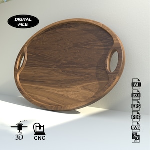 Oval Serving Tray CNC Files for Wood (svg, Dxf, Pdf, Eps, Ai, Stl) - Etsy