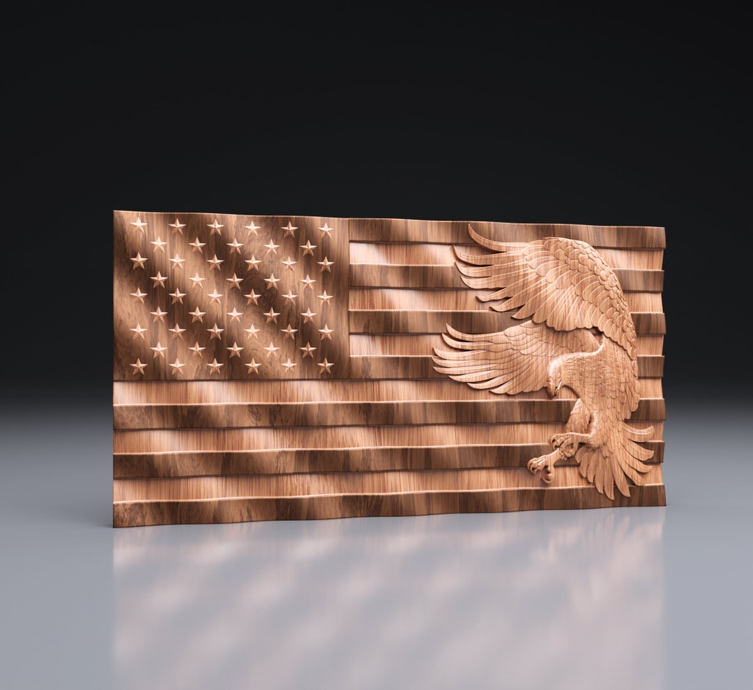 US Wavy Eagle Flag - CNC Files for Wood 3D Printing (stl) - Etsy