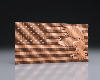 3D STL File for CNC - Flag USA Waved With Eagle - Etsy