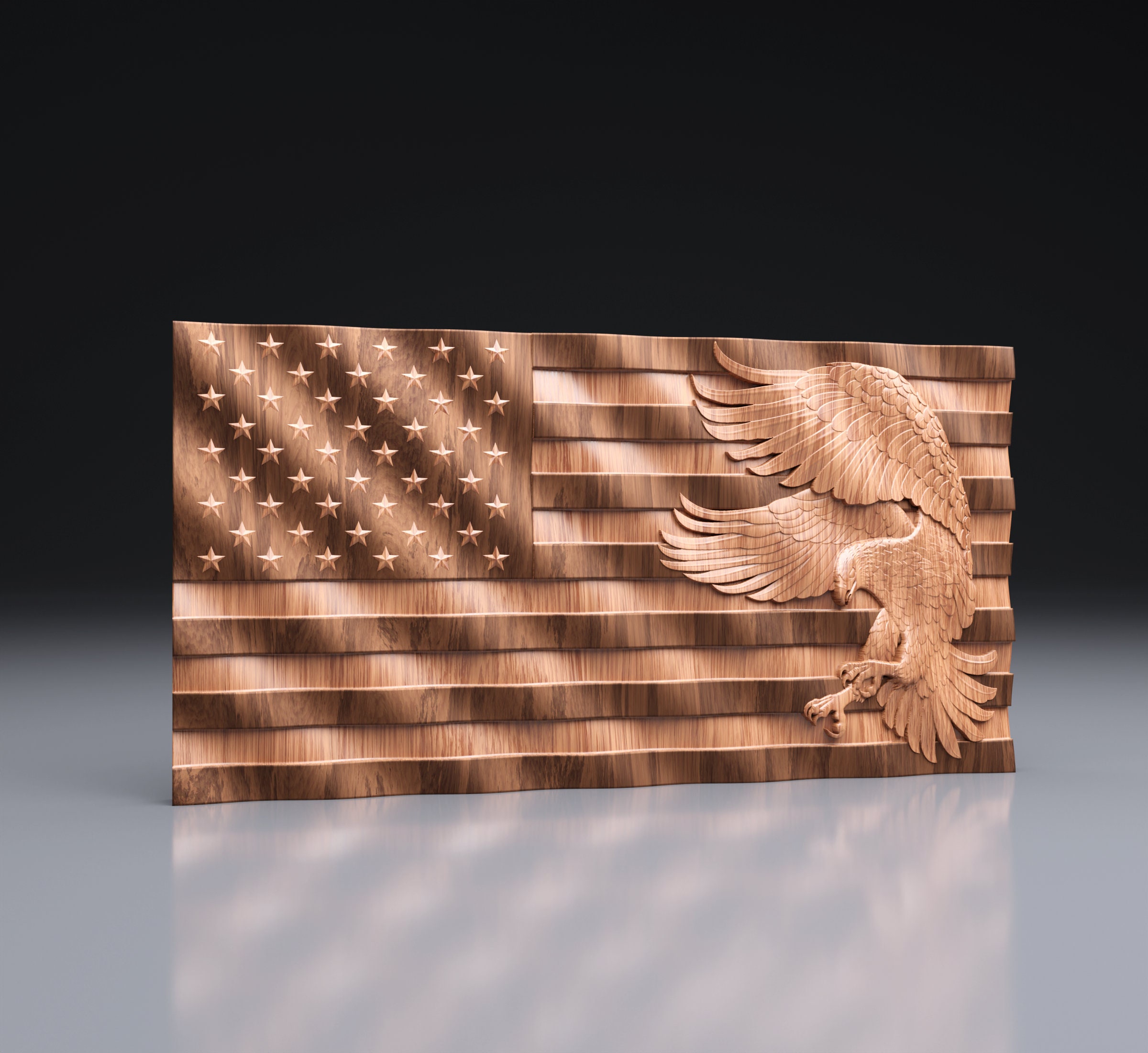 US Wavy Eagle Flag CNC Files for Wood 3D Printing stl - Etsy