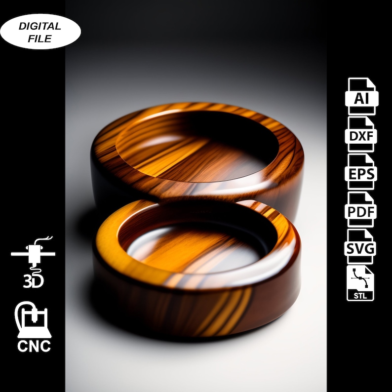 Double Ashtray Wiskey Tray CNC Files for Wood (svg, Dxf, Pdf, Eps, Ai ...