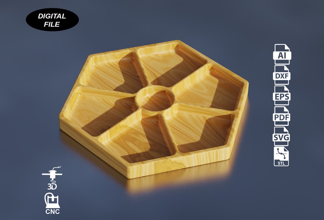 Serving Tray Octagon - CNC Files for Wood (svg, Dxf, Pdf, Eps, Ai, Stl ...