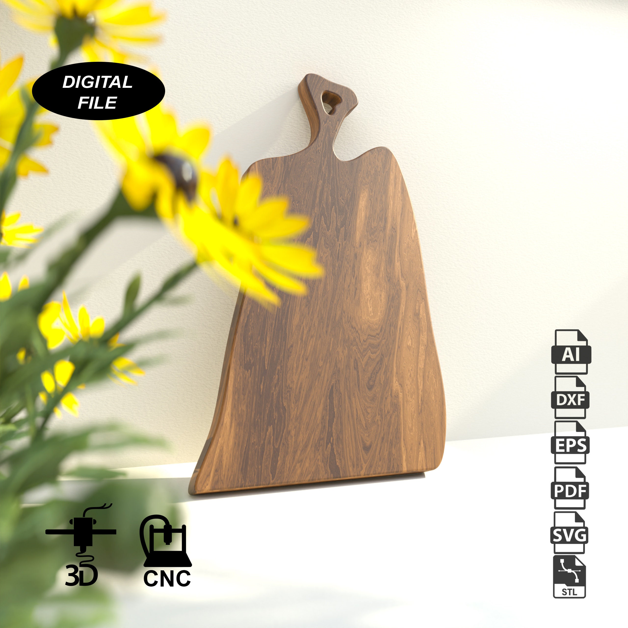 Cutting Board CNC Files for Wood (svg, Dxf, Pdf, Eps, Ai, Stl) - Etsy