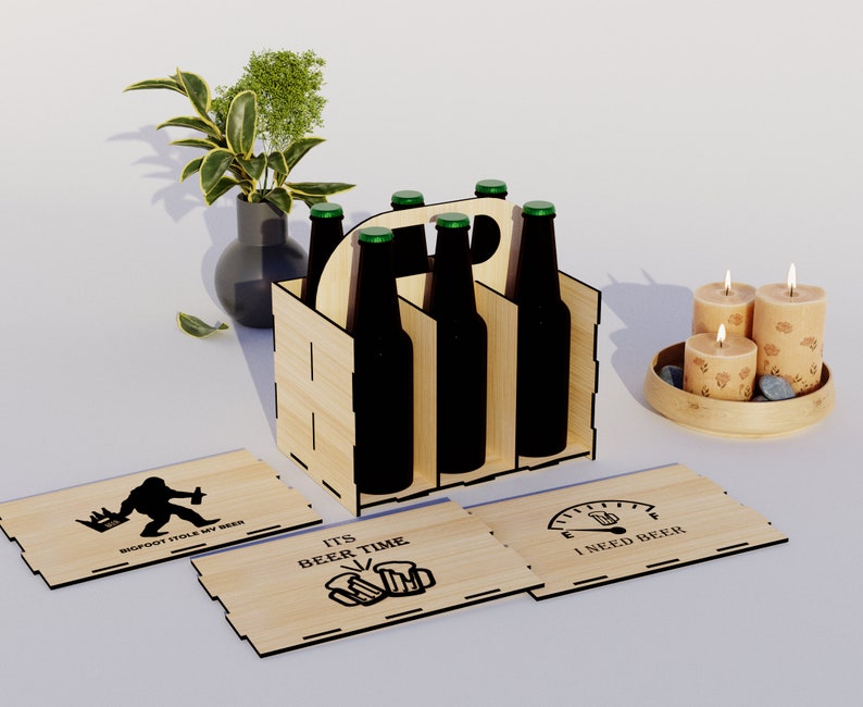 Beer Holder Laser Cut Files CNC Files for Wood svg Dxf - Etsy