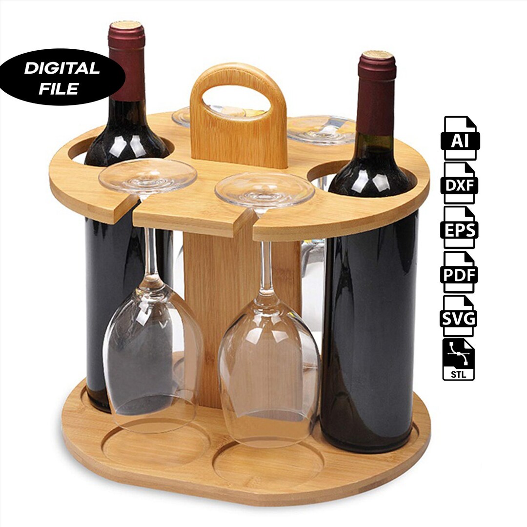 Wine Holder - CNC Files for Wood (svg, Dxf, Pdf, Eps, Ai, Stl) - Etsy