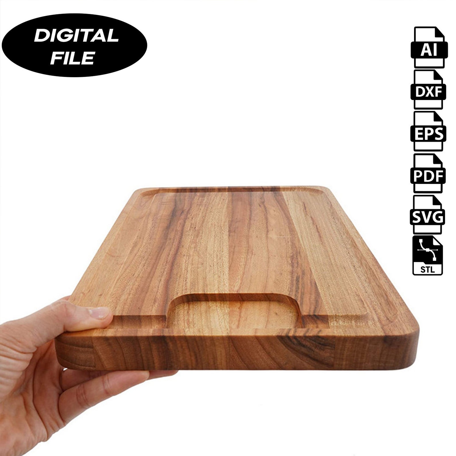 Cutting Board CNC Files for Wood (svg, Dxf, Pdf, Eps, Ai, Stl) - Etsy